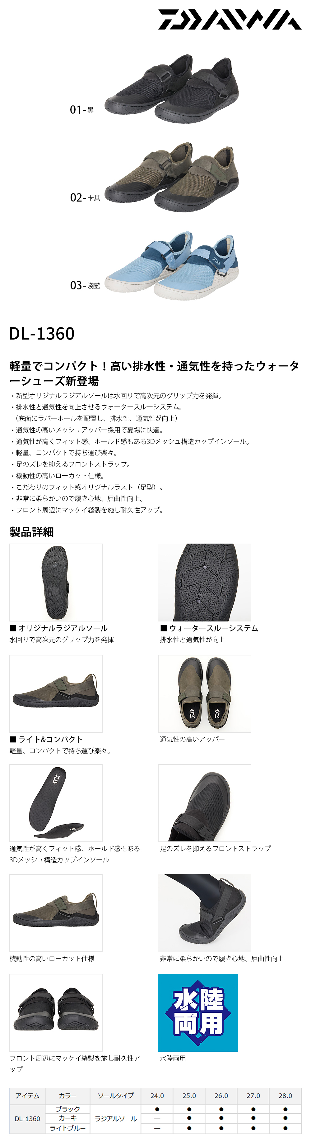 DAIWA DL-1360 淺藍 [水路兩用鞋] - 漁拓釣具官方線上購物平台